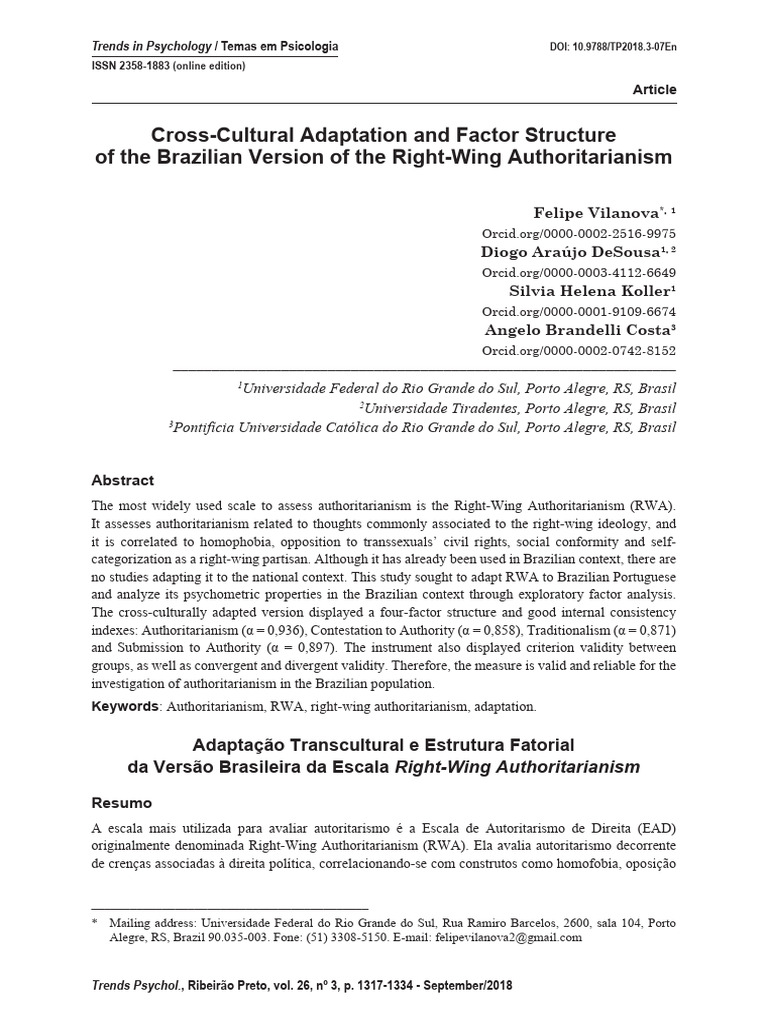 Cross-Cultural Adaptation and Factor Structure of The Brazilian Version ...