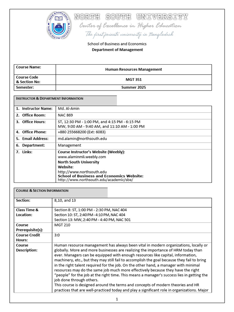 MGT 351 Human Resources Management Outline | PDF | Human Resource ...