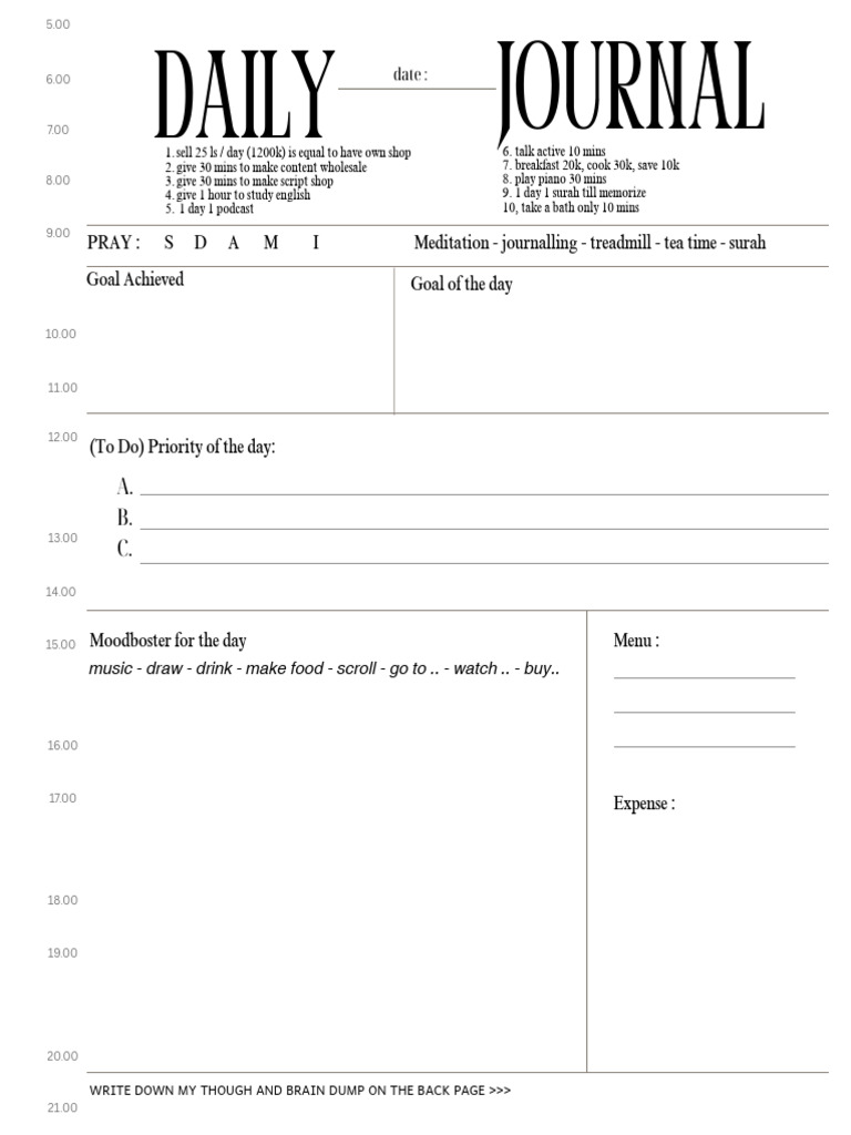 Daily Goal Tracker and Journal | PDF