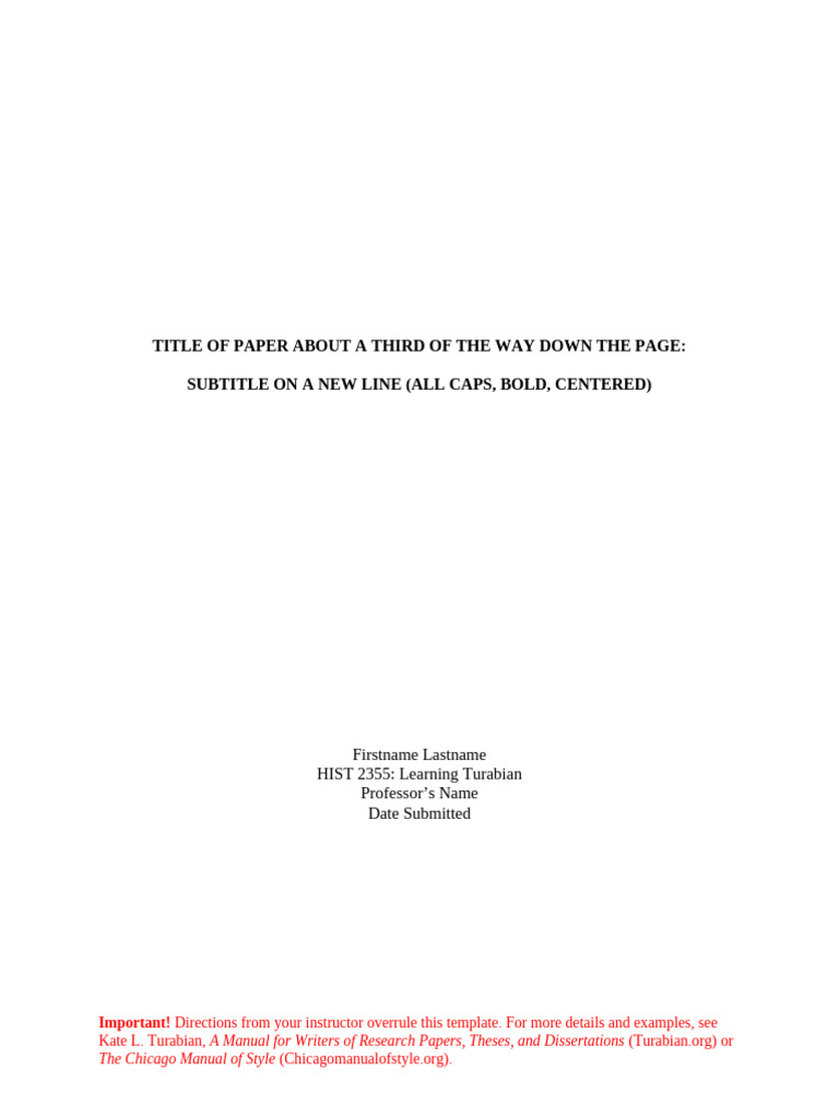 Turabian Template NU Library | PDF | A Manual For Writers Of Research ...