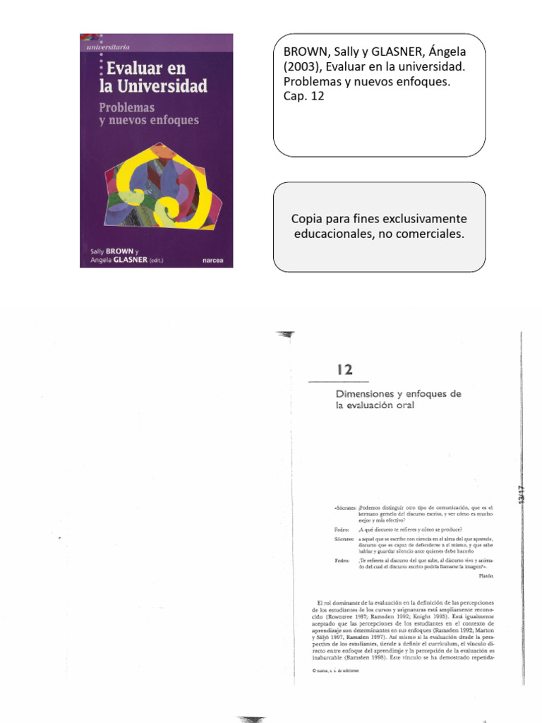 Brown y Glasner Cap 12 Evaluaciones Orales | PDF