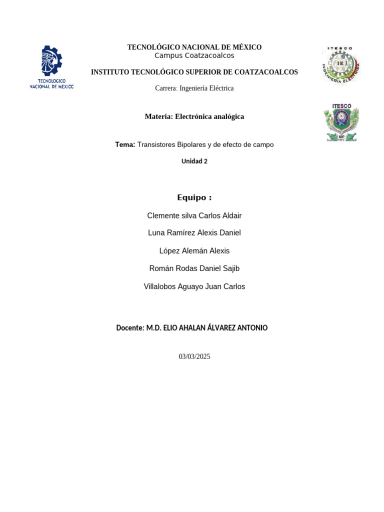 Inv. U1 Conceptos Fundamentales | PDF | Transistor de unión bipolar ...