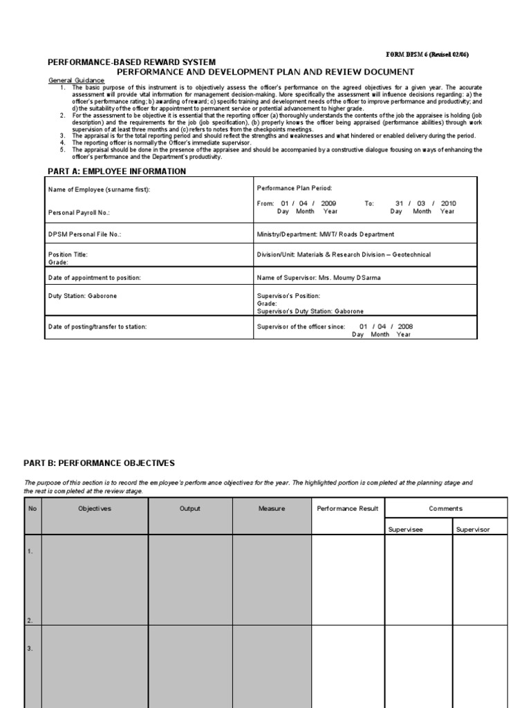 Performance-Based Reward System Performance and Development Plan and ...