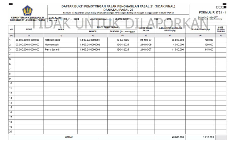Daftar Bukpot Tidak Final | PDF