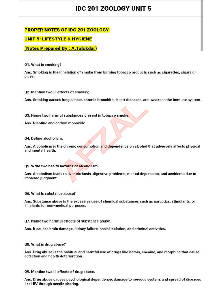 Idc 201 Zoology Unit 5 | PDF