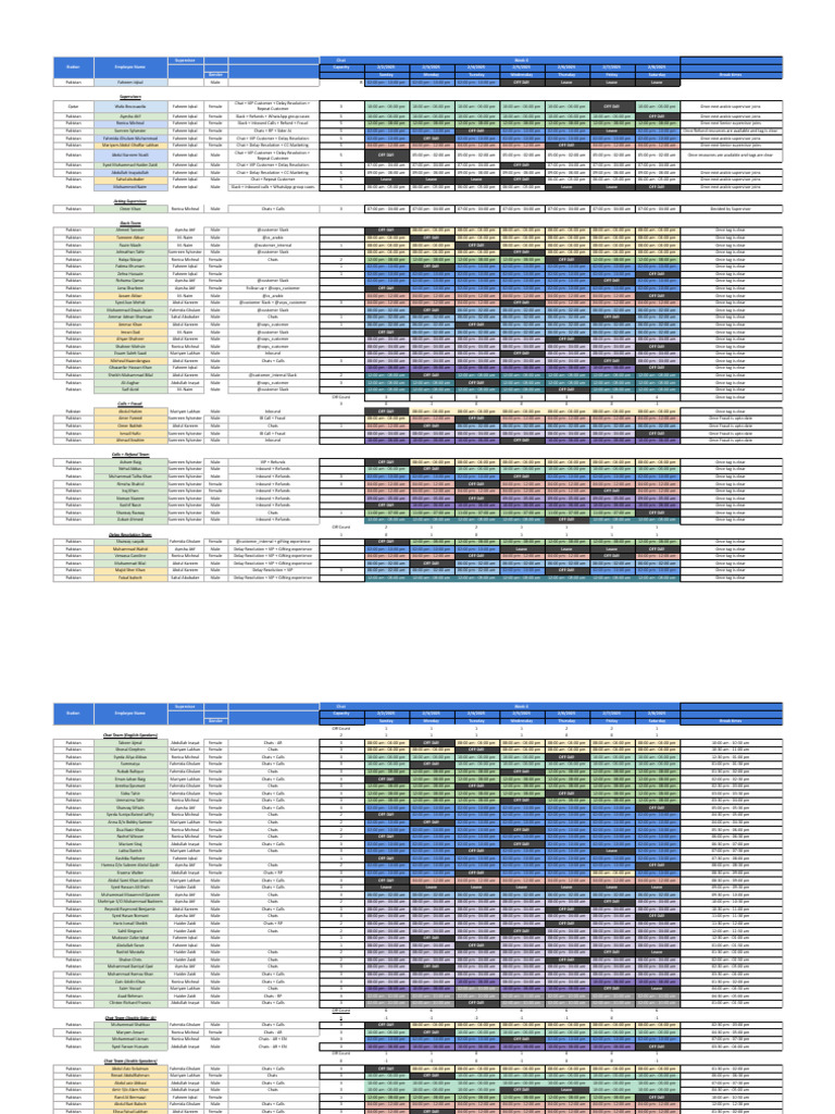 CS Weekly Rooster & Schedule - Schedule | PDF