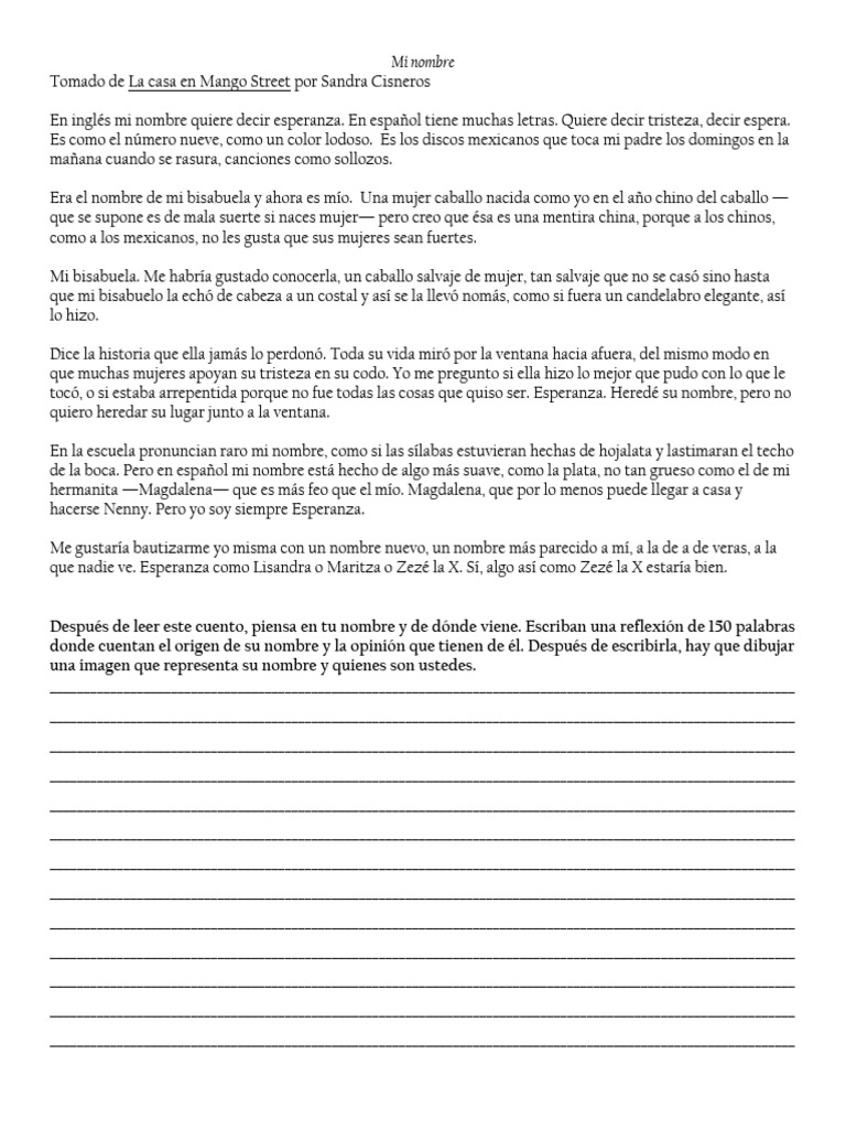 Mi nombre: Reflexiones de identidad | PDF