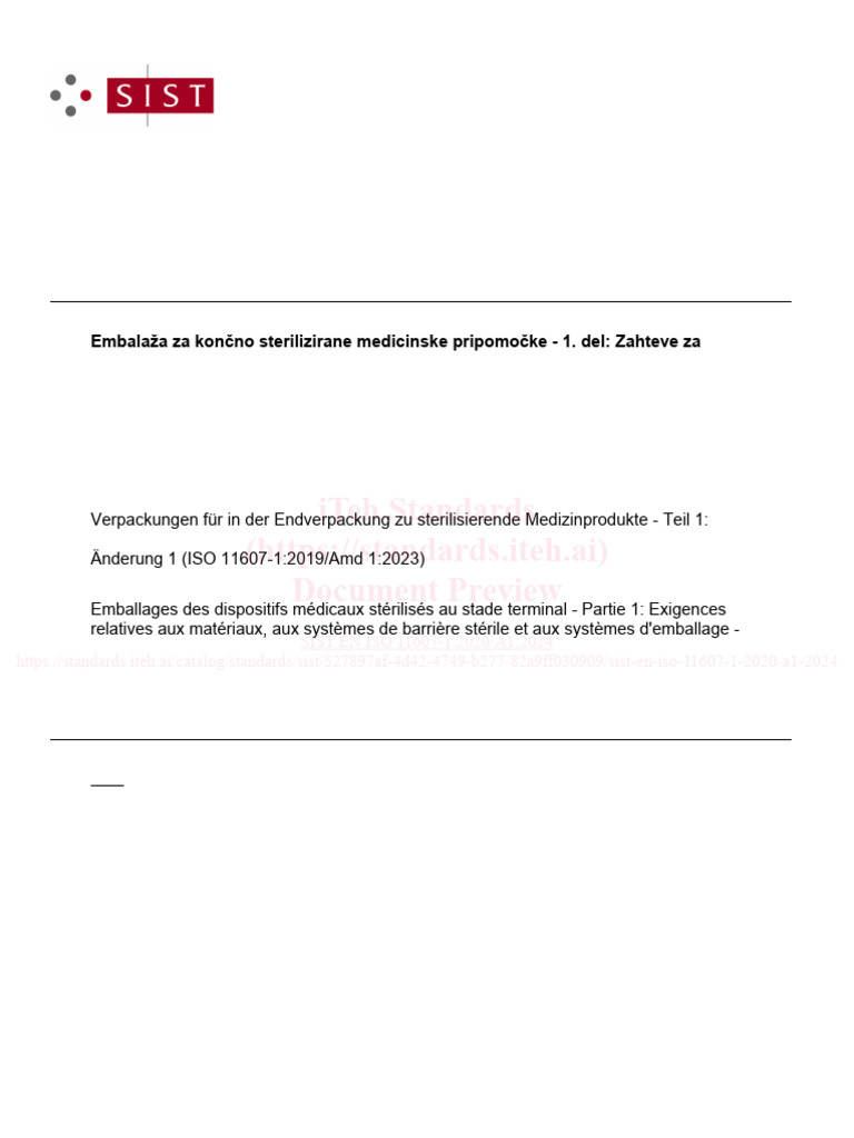 EN ISO 11607-1:2020/A1:2024 Overview | PDF | Regulatory Compliance