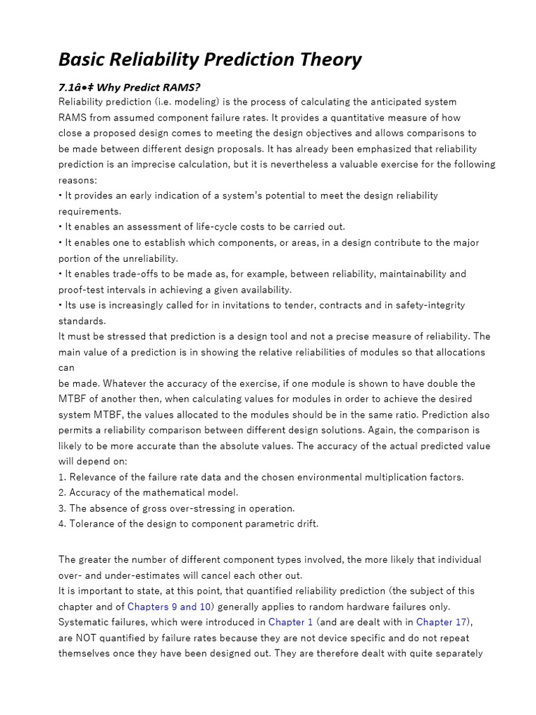 Reliability Prediction Theory Explained | PDF | Reliability Engineering ...