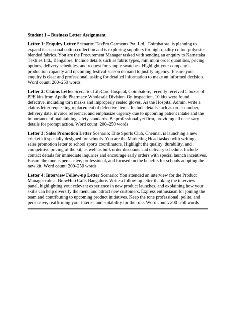 Business Letter Assignment Full 1.1 | PDF | Pricing | Invoice
