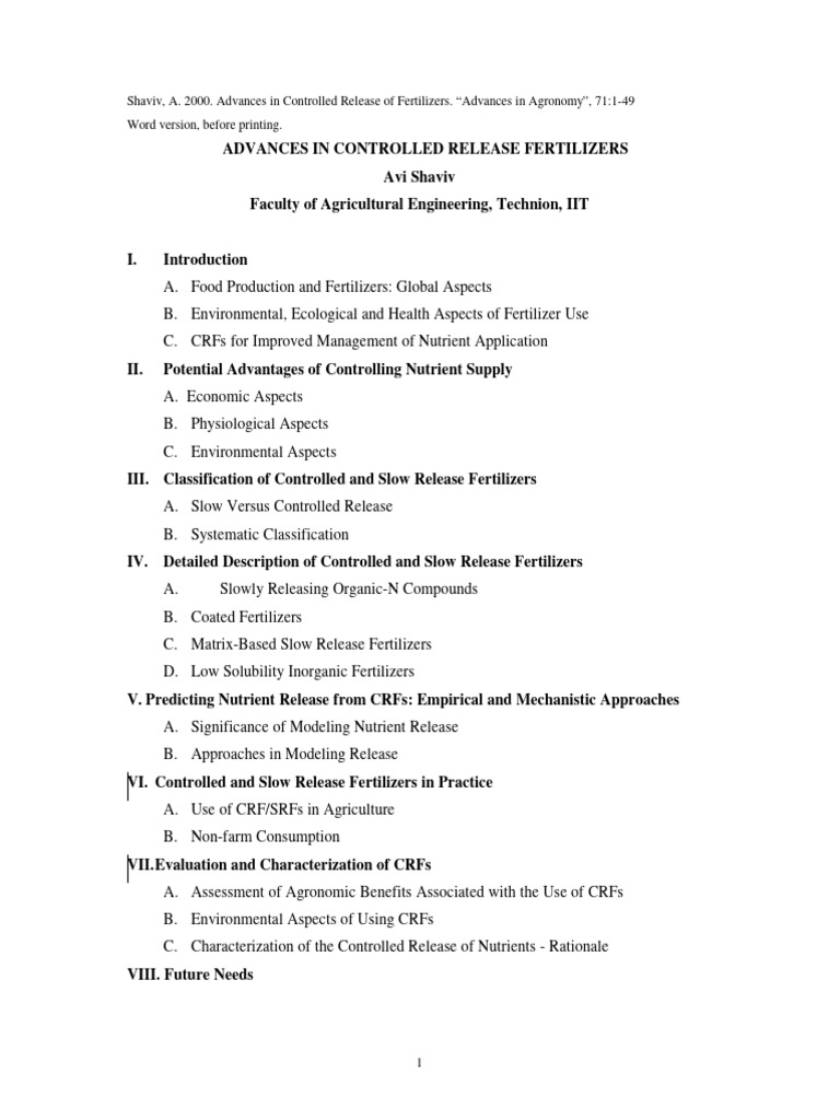 Controlled Release Fertilizers Overview | PDF | Fertilizer | Soil