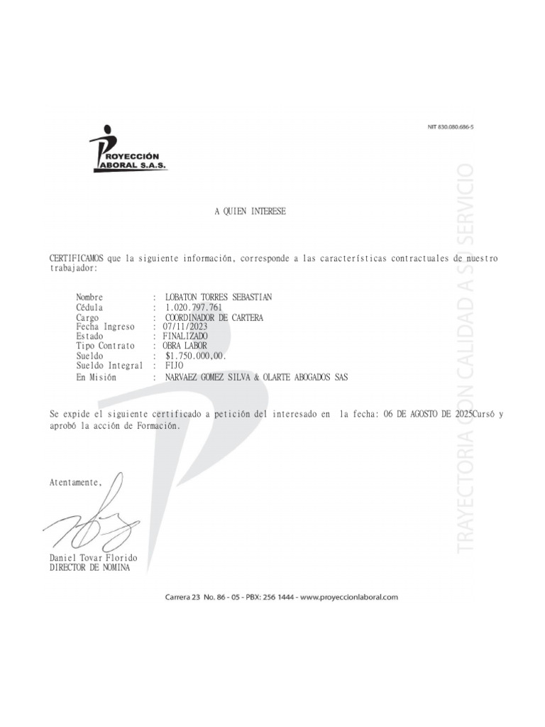 Certificado Sin Promedio | PDF