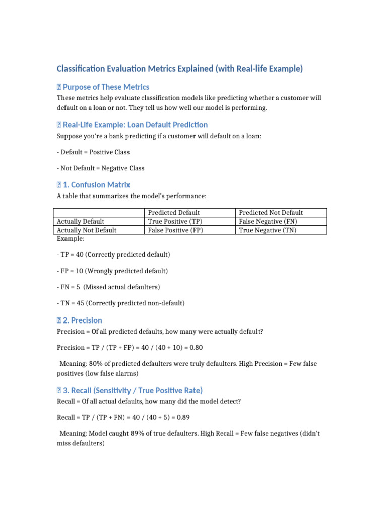 Classification Metrics for Loan Defaults | PDF | Receiver Operating ...