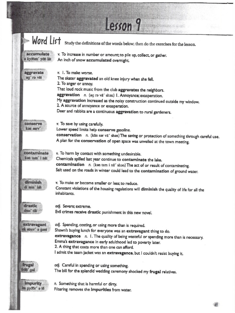 Wordly Wise Lesson 9 | PDF