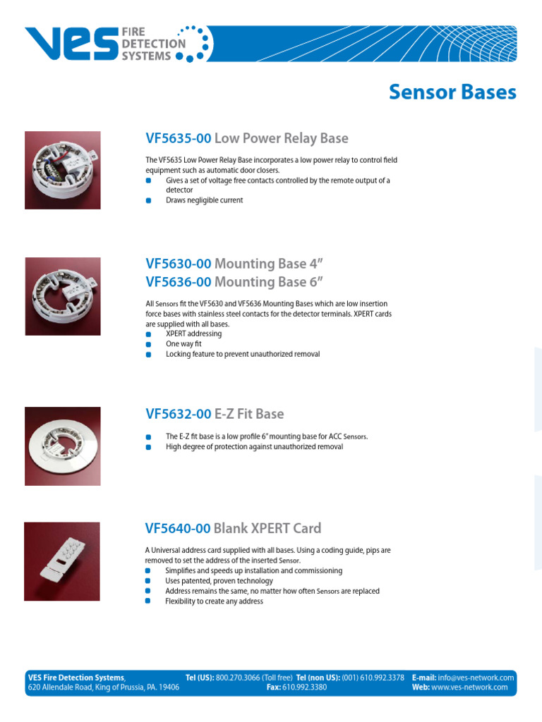 VES Fire Detection Sensor Bases Guide | PDF
