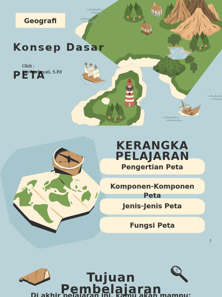 Presentasi Pendidikan Membaca Peta Digambar Tangan Biru Hijau Cokelat | PDF