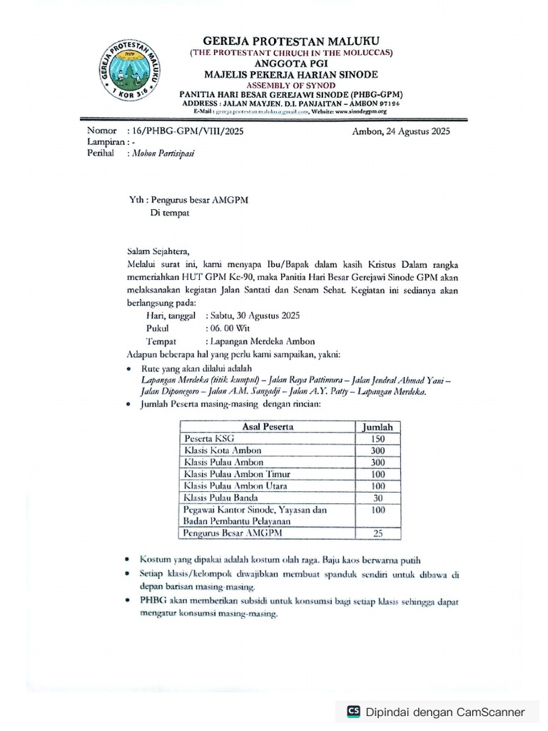 Mohon Partisipasi HUT GPM | PDF