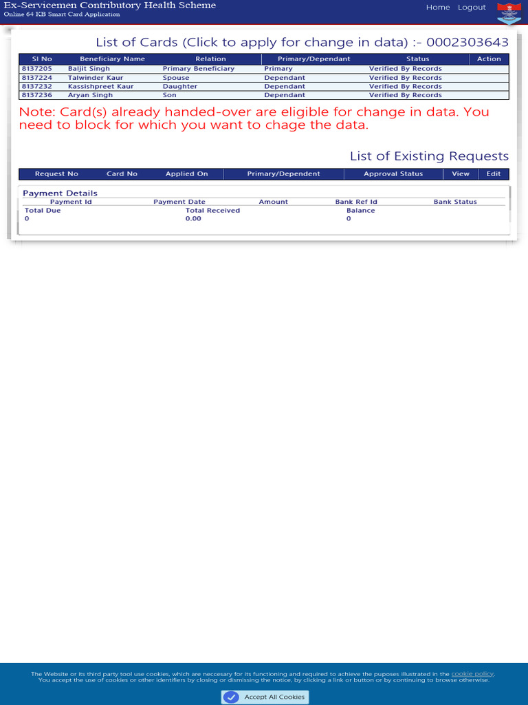 ECHS Online 64 KB Smart Card Application | PDF