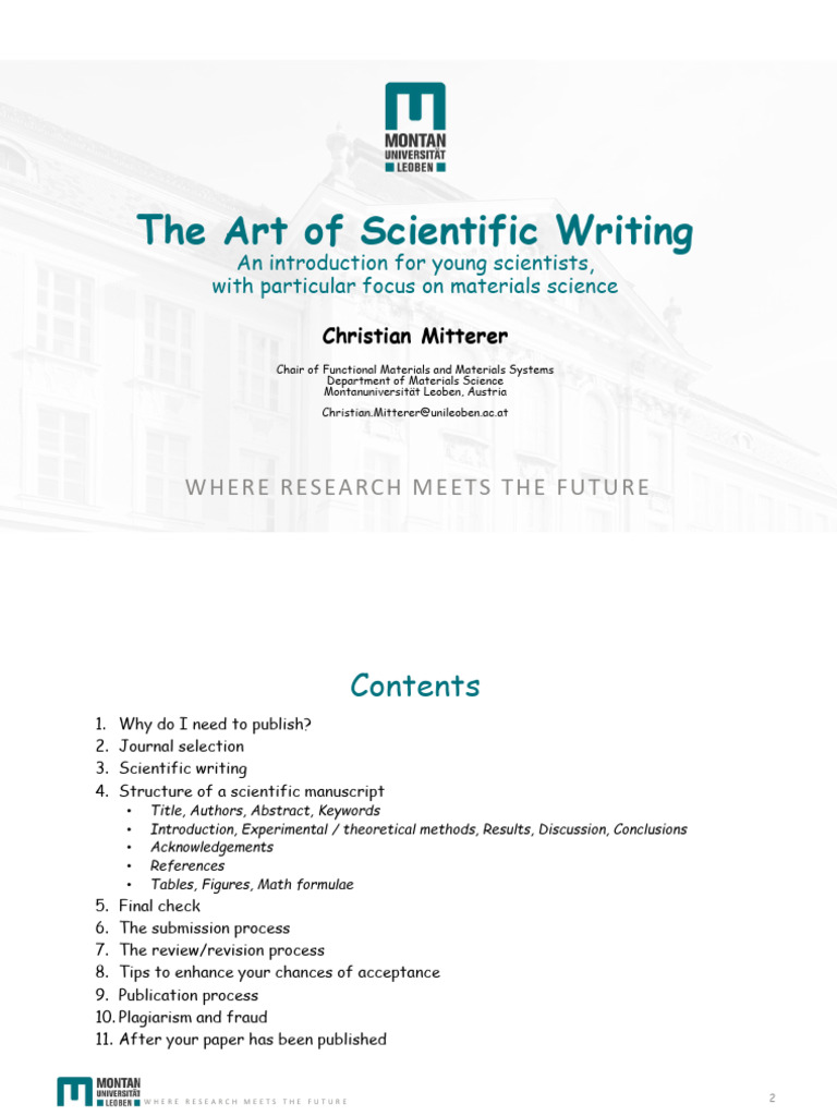 Lecture The Art of Scientific Writing | PDF | Theory | Hypothesis