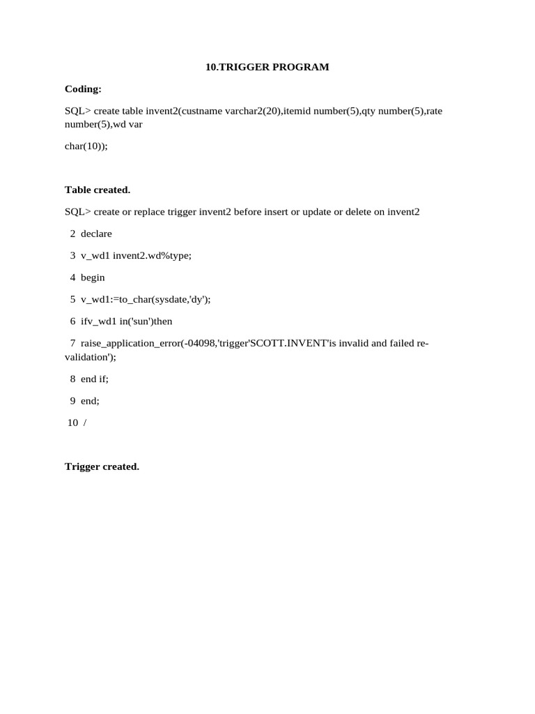 Trigger Program for Inventory Management | PDF