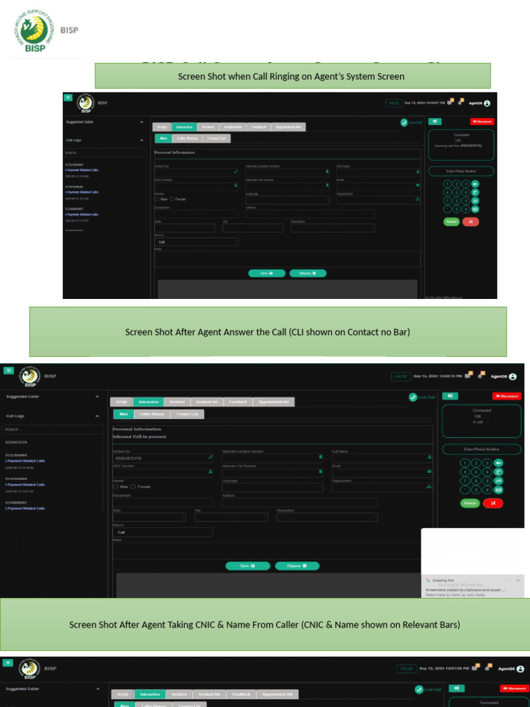BISP Call Center Agent Workflow | PDF