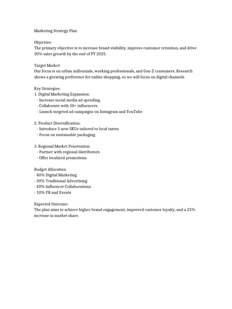 Marketing Strategy Plan | PDF