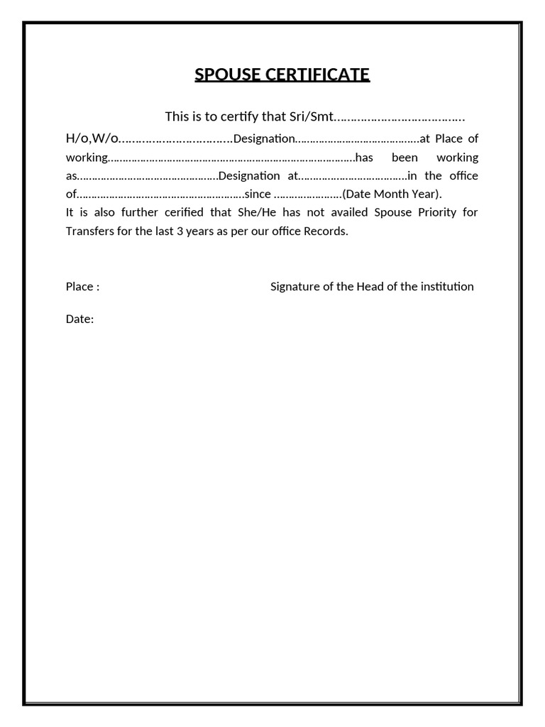 Spouse Certificate | PDF