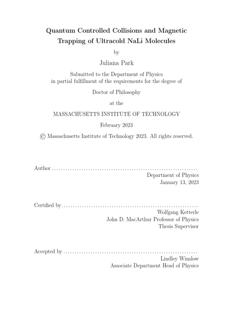 Thesis, MIT, 2023, J.park, Quantum Controlled Collisions and Magnetic ...