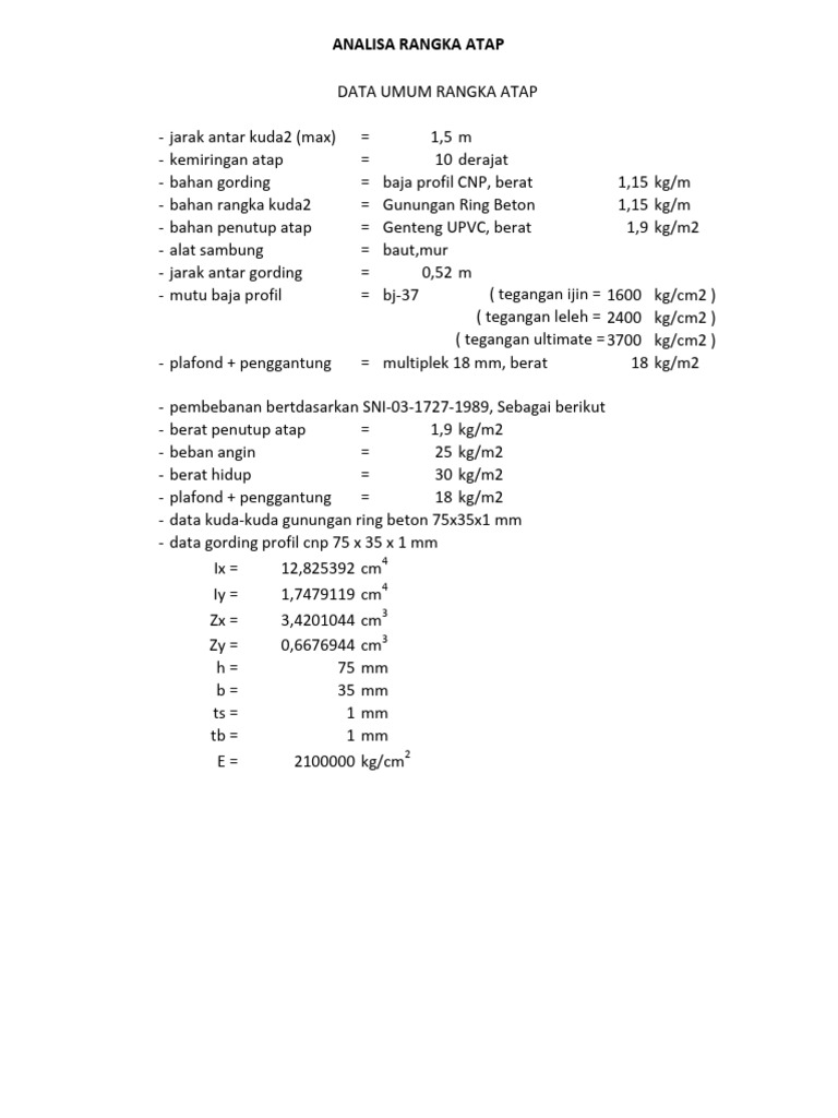 Analisa Rangka Atap Baja CNP dan Gording | PDF