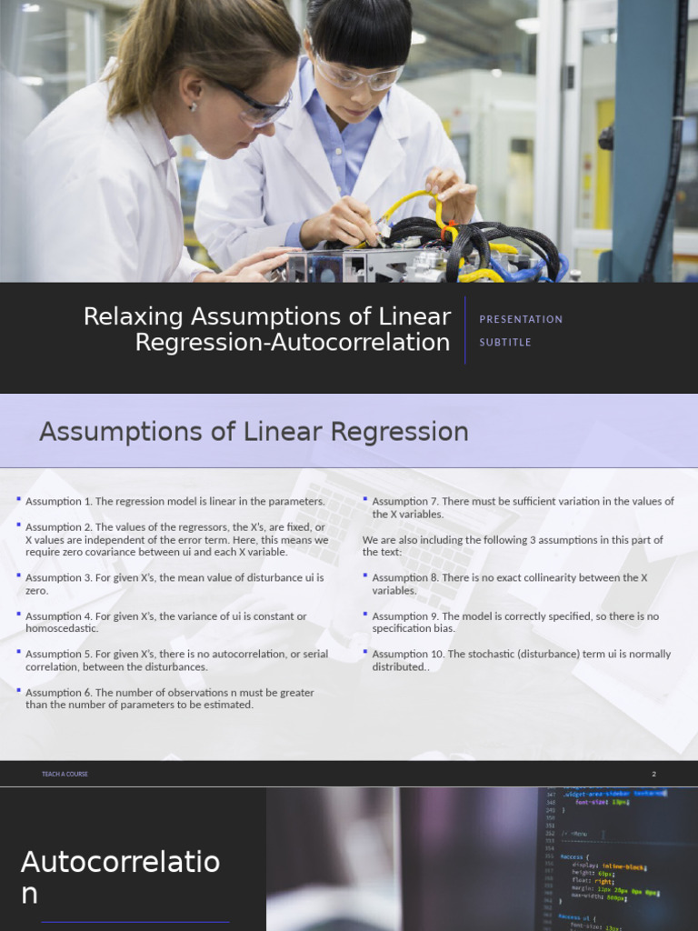 Violation of Regression Assumption-Autocorrelation | PDF | Autocorrelation | Linear Regression