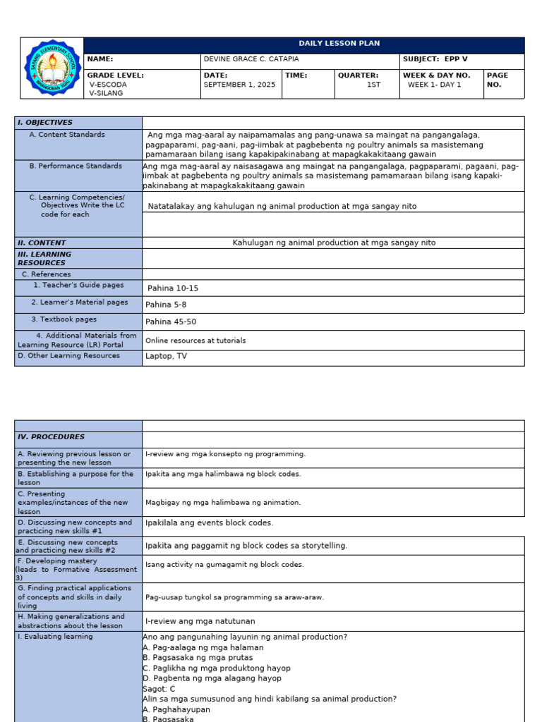 Day 1-Epp V-DLP | PDF