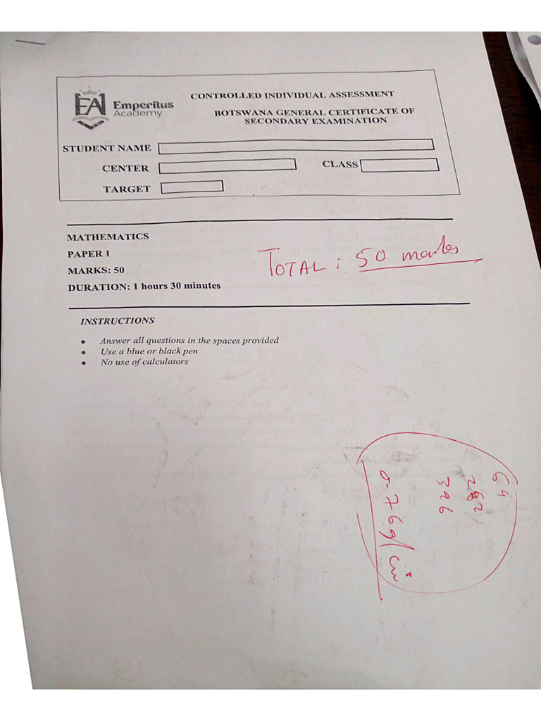 Marking Key Paper 1 | PDF