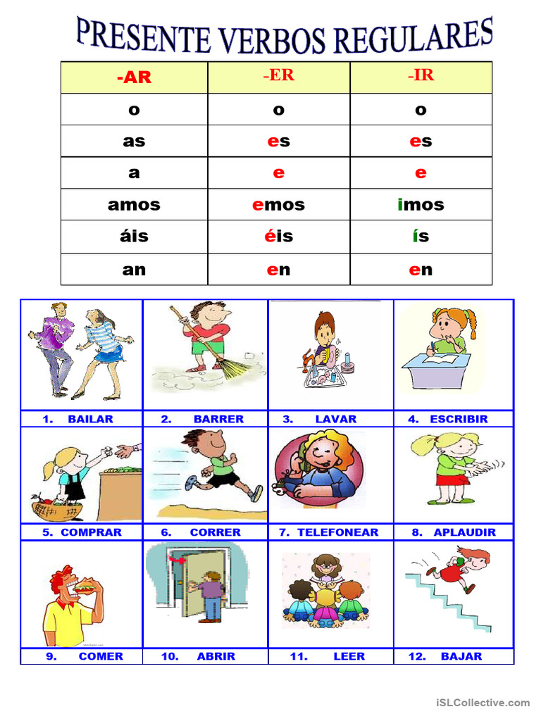 Ejercicios de Verbos Regulares en Presente | PDF