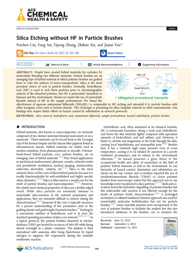 Non-HF Method for Silica Etching | PDF | Silicon Dioxide | Applied And ...