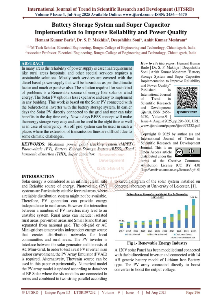 Battery Storage System and Super Capacitor Implementation To Improve Reliability and Power ...