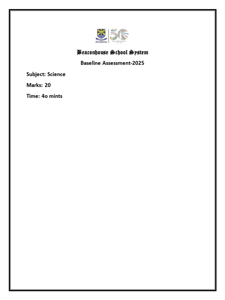 Class 6 Science Baseline Test 2025 | PDF | Water | Nature