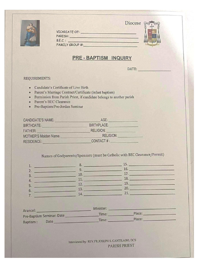 Baptism Form | PDF