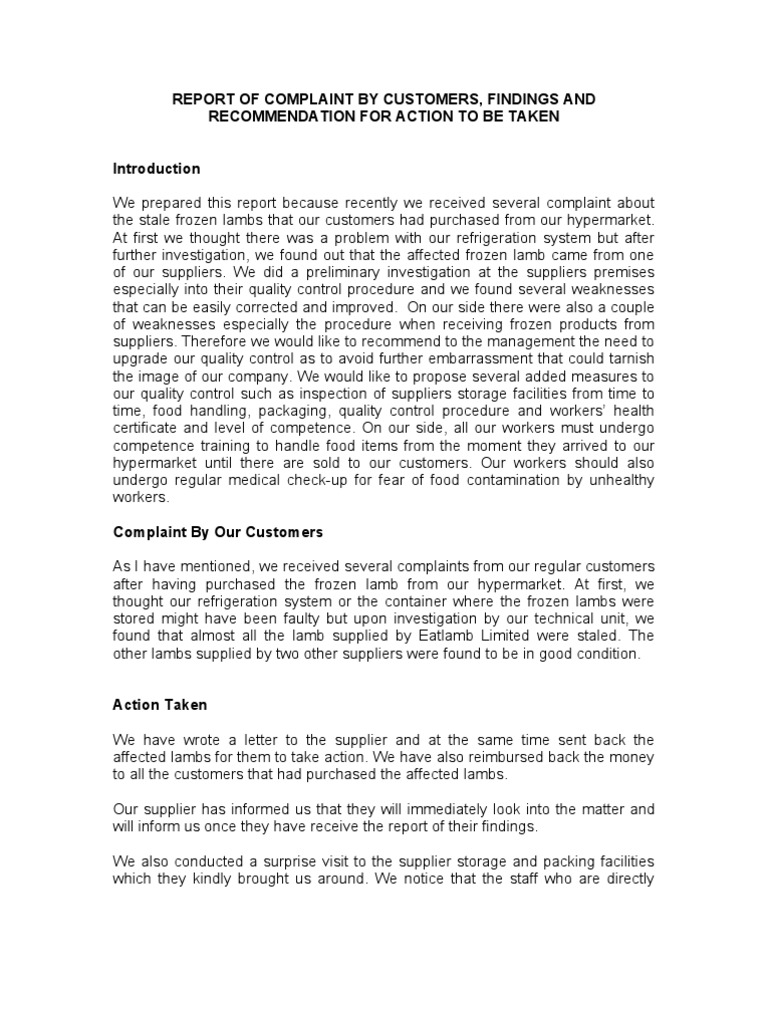 Customer Complaints Report | PDF | Supply Chain | Shelf Life