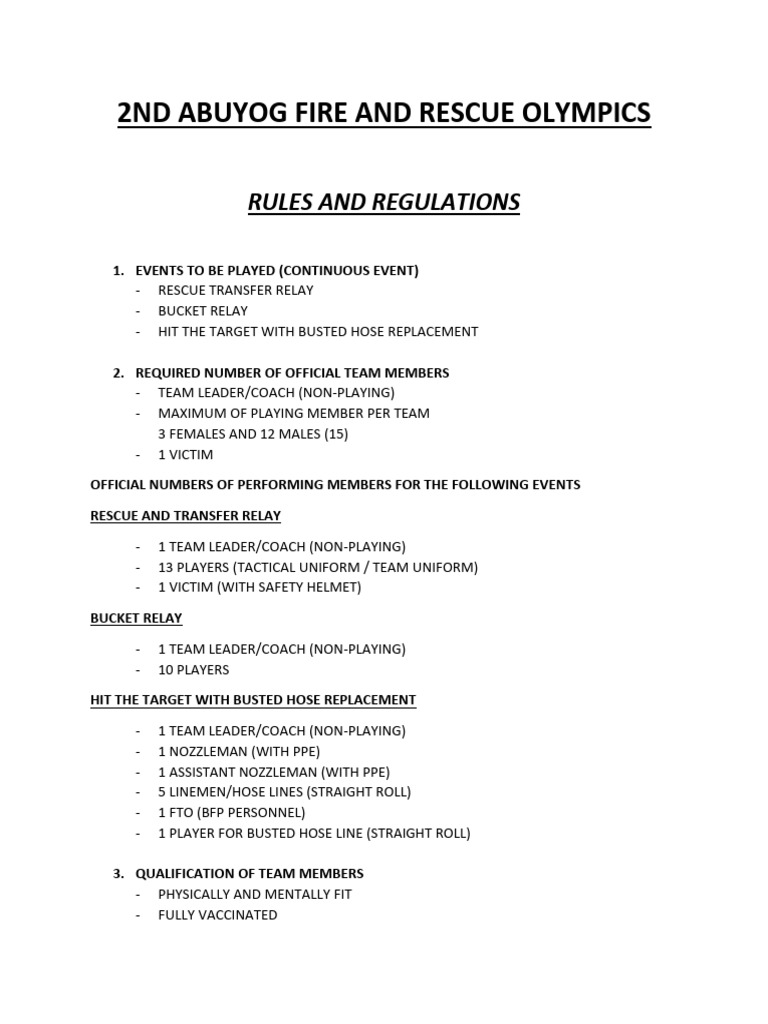 2nd Abuyog Fire and Rescue Olympics | PDF