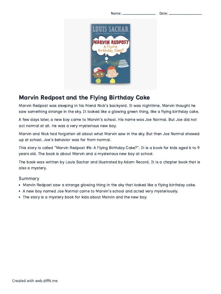 Marvin Redpost: The Flying Cake Mystery | PDF