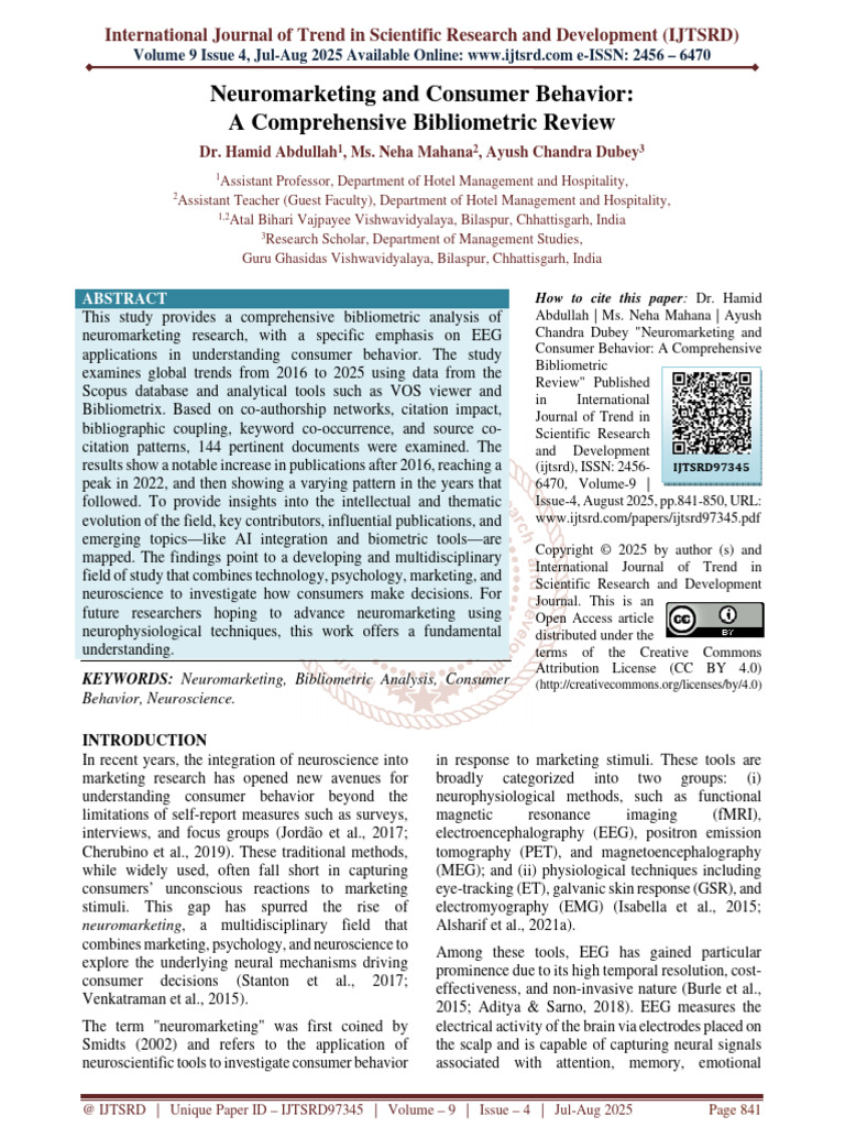 Neuromarketing and Consumer Behavior A Comprehensive Bibliometric ...