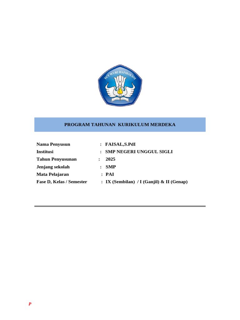 Program Tahunan PAI SMP 2025 | PDF