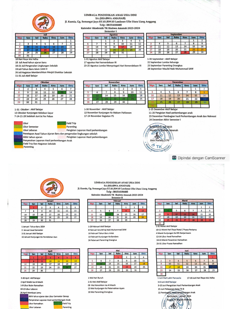 Kalender Pendidikan TK | PDF