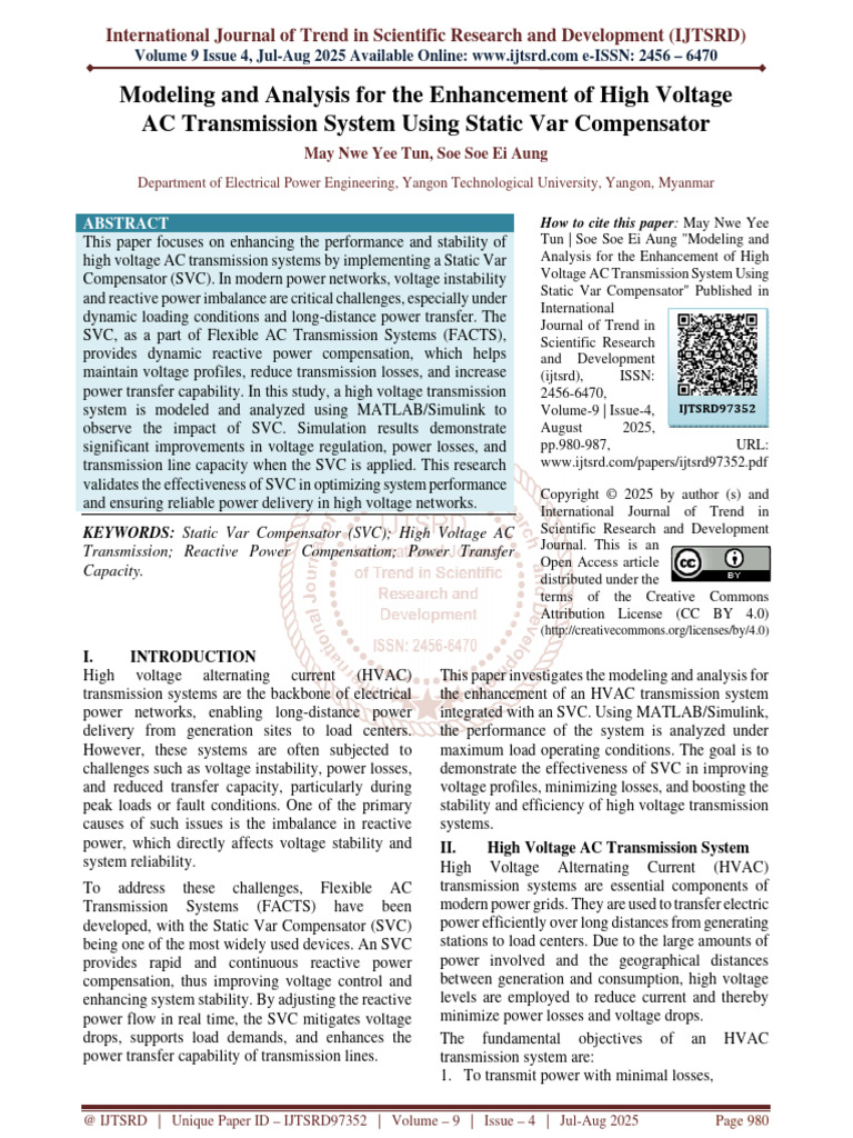 Enhancing High Voltage AC Systems with SVC | PDF | Electric Power ...