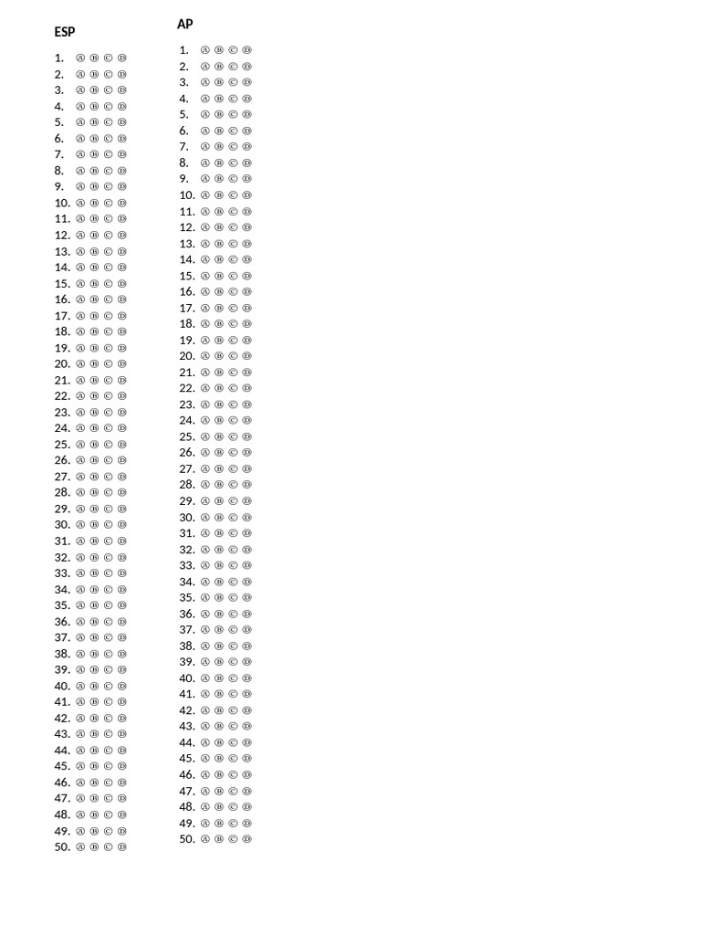 Answer Sheet - Shading | PDF