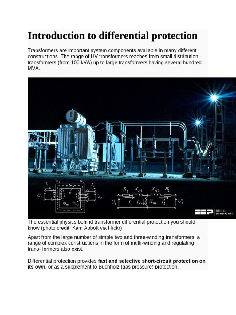 Transformer Differential Protection Guide | PDF | Transformer ...