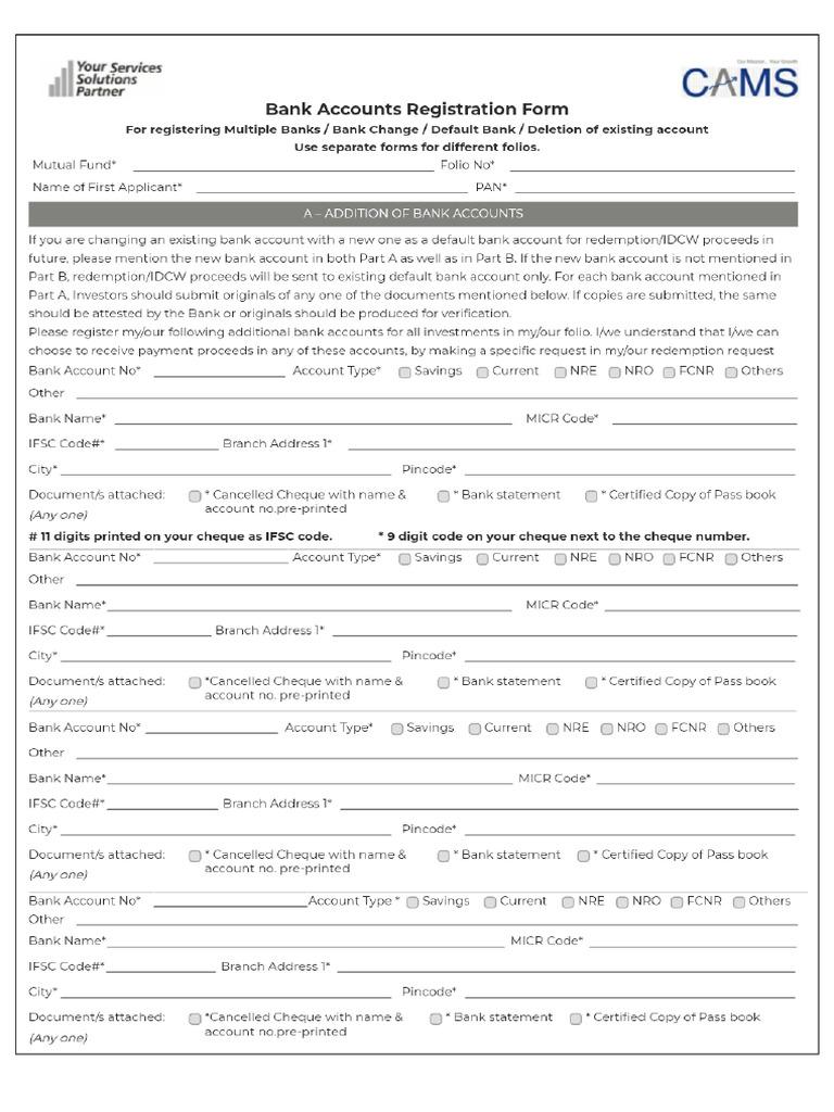 Bank Accounts Registration Form | PDF