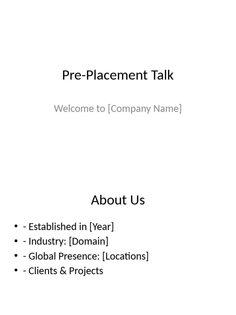 Pre-Placement Talk Insights | PDF