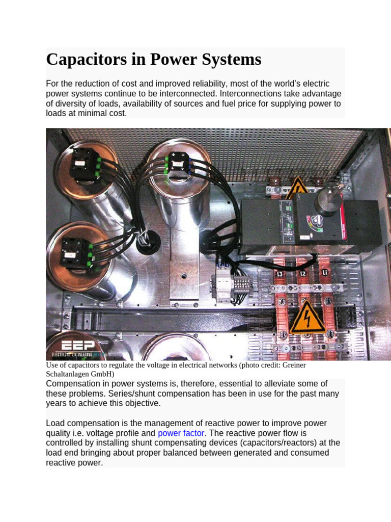 Capacitors in Power Systems | PDF | Capacitor | Ac Power