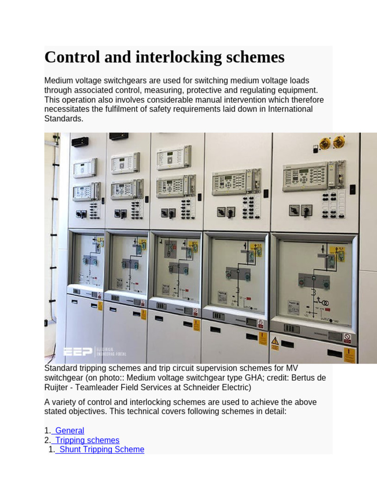 Medium Voltage Switchgear Control Schemes | PDF | Relay | Capacitor